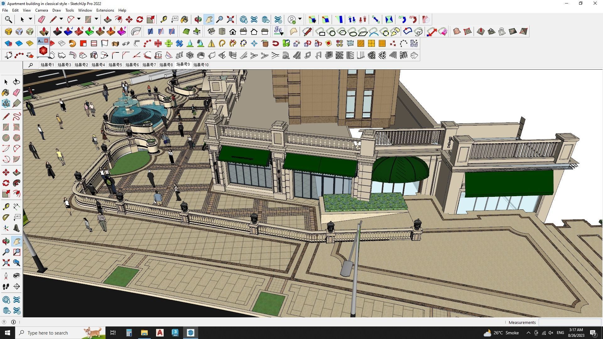 Apartment building in classical style sketchup exterior 3D model | CGTrader
