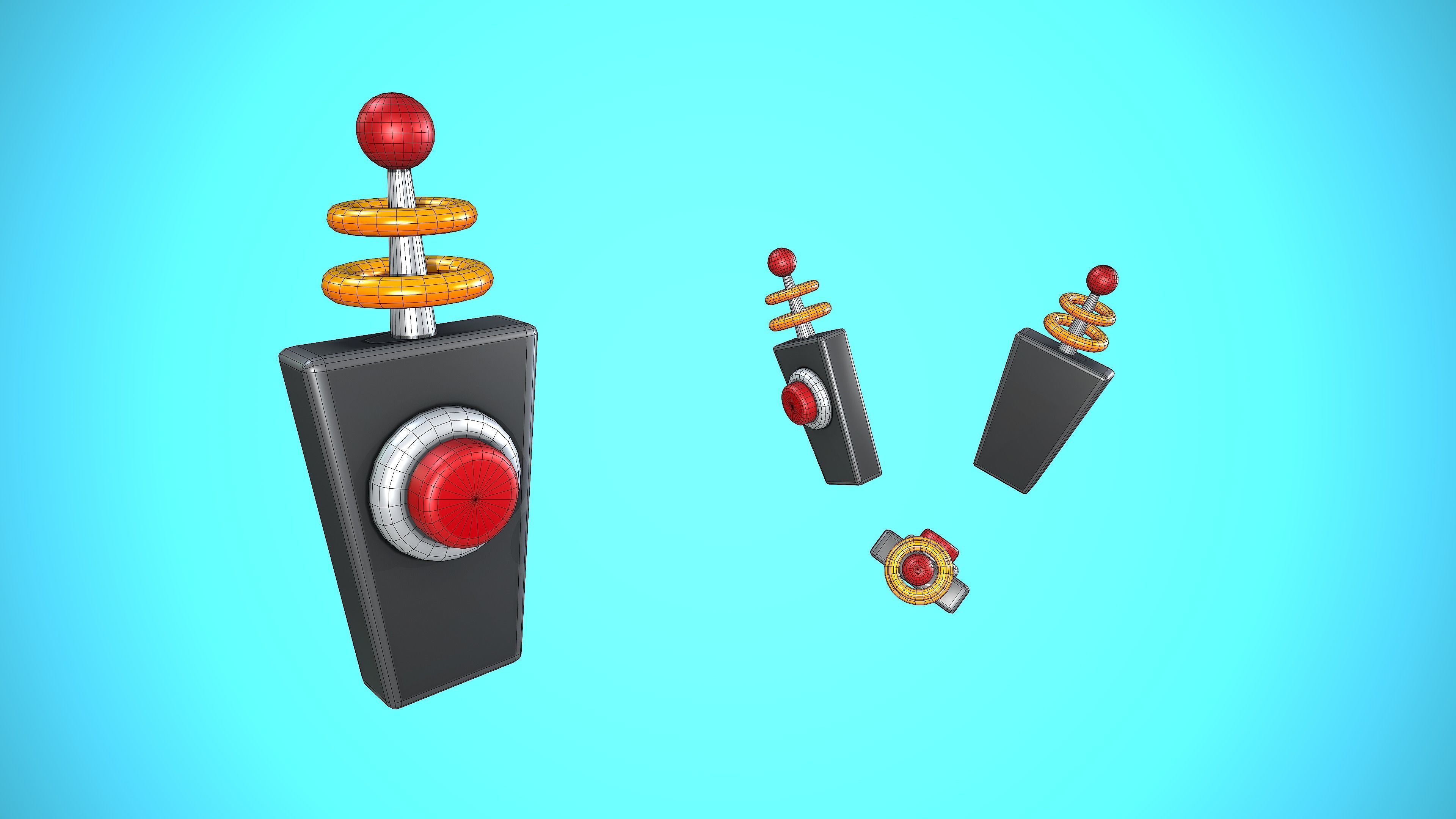 3D model REMOTE CONTROL RED BUTTON CARTOON STYLIZED VR / AR / low-poly ...