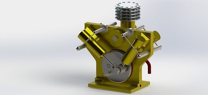 4-CYLINDER OSCILLATING STEAM ENGINE 3D model | CGTrader