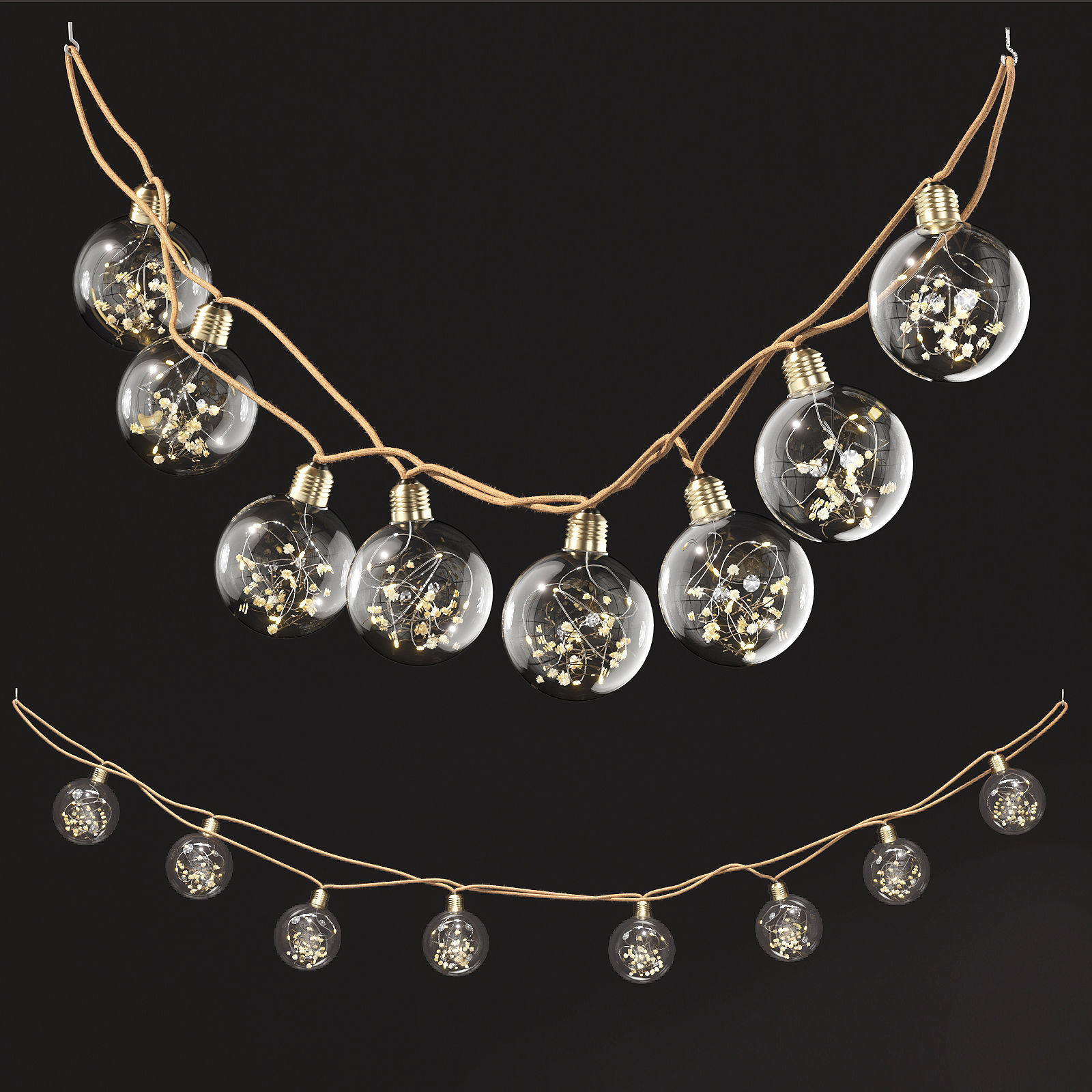 BUTLERS Dried Flower Light bulb String 3D model | CGTrader