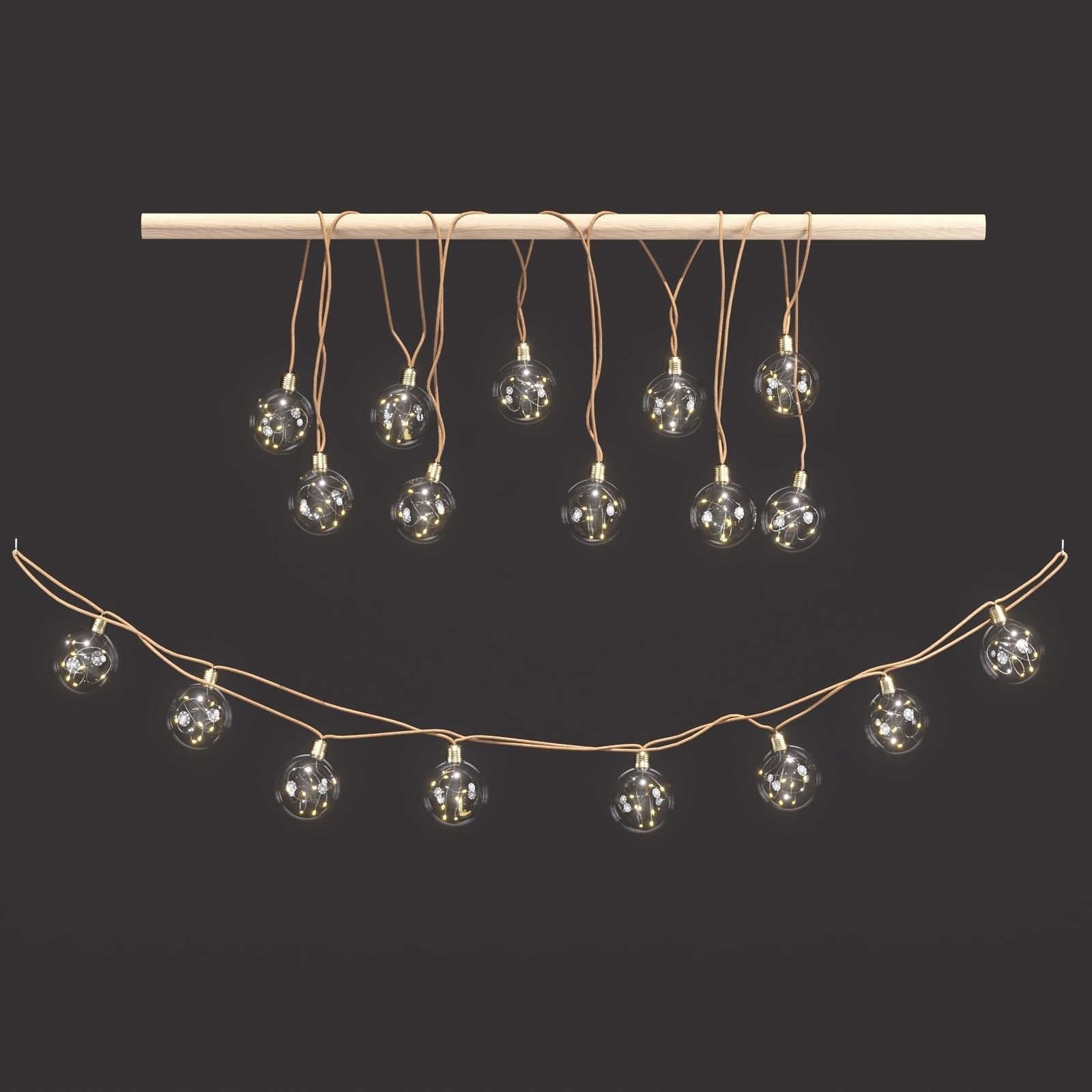 BUTLERS Dried Flower Light bulb String 3D model | CGTrader