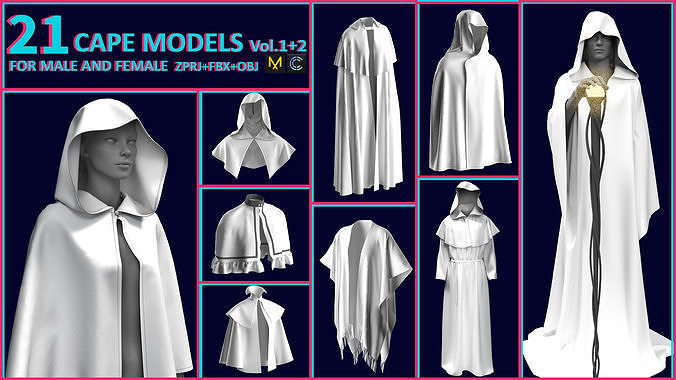 3D model 21 Cape MODELS for female and male VR / AR / low-poly | CGTrader