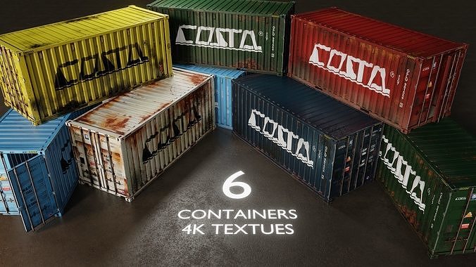 3D model 6 Rusty Containers VR / AR / low-poly | CGTrader