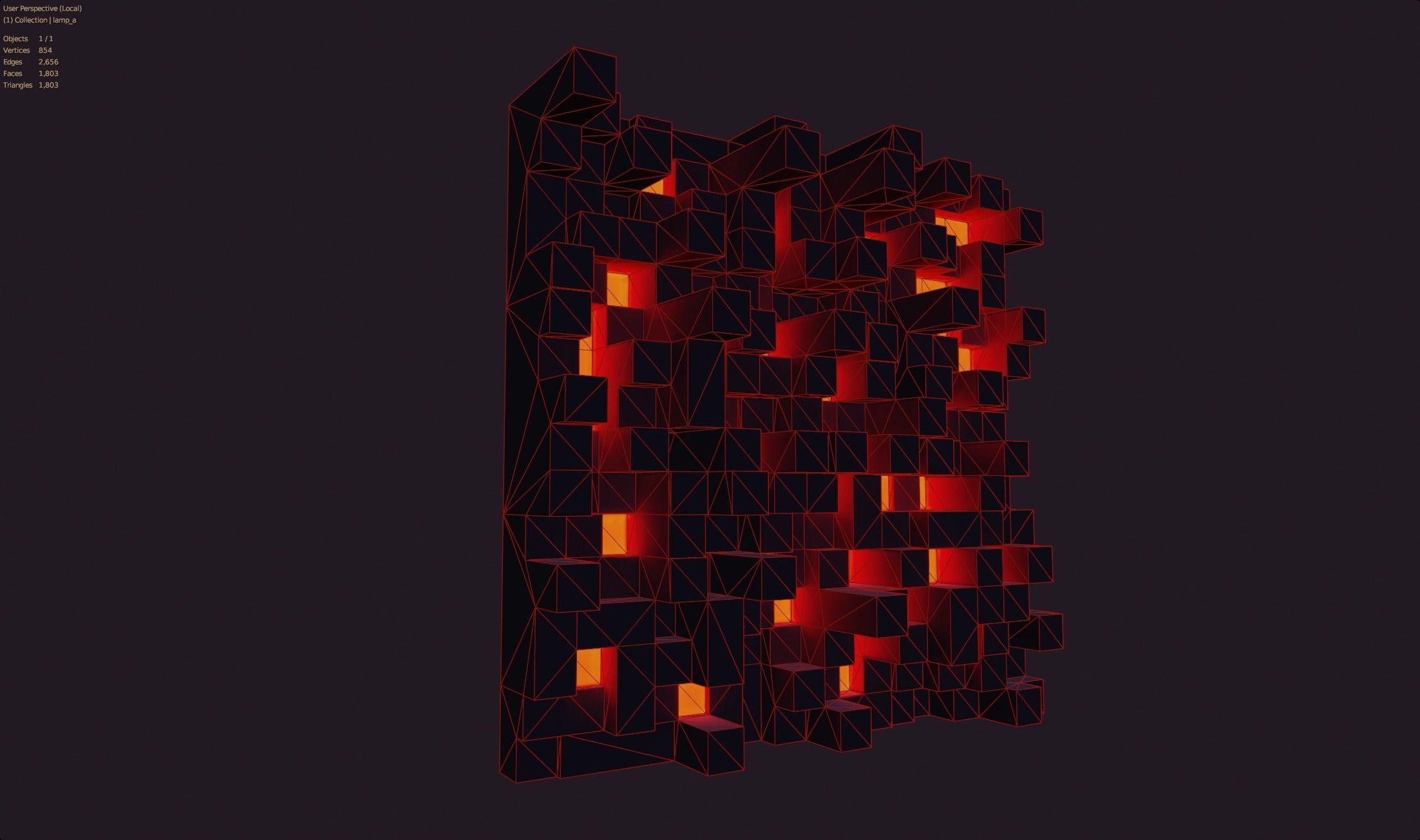 3D model minecraft lava blocks lamp emissive style wall red fire style ...