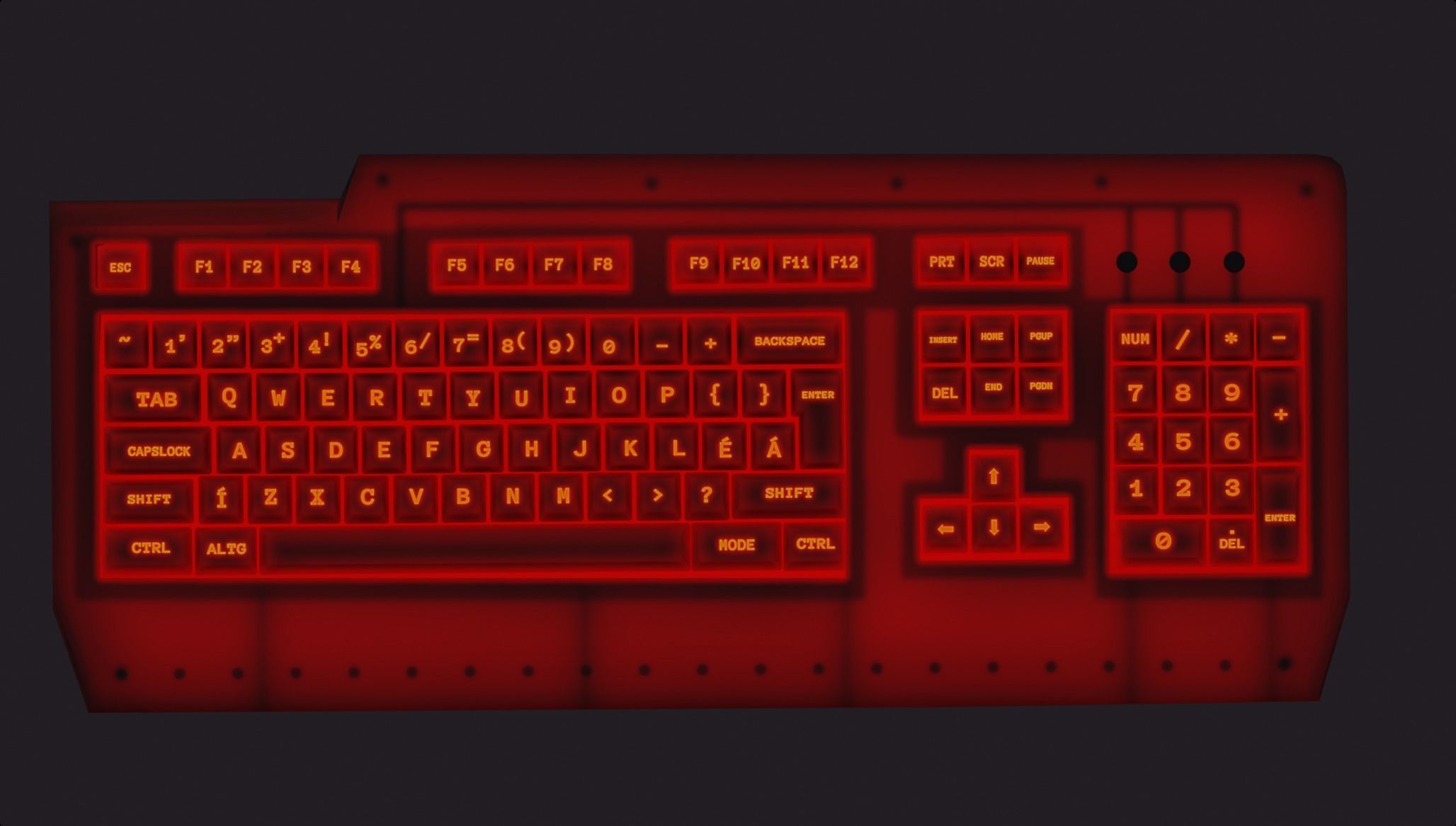 3D model Gaming keyboard gamer rgb lava red style emissive lowpoly VR ...