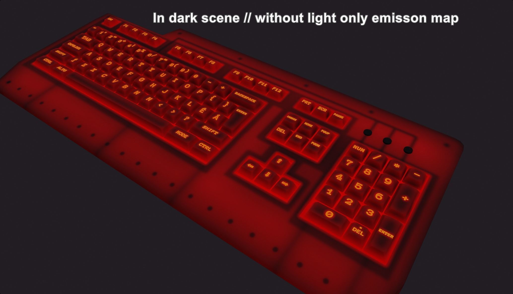 3D model Gaming keyboard gamer rgb lava red style emissive lowpoly VR ...