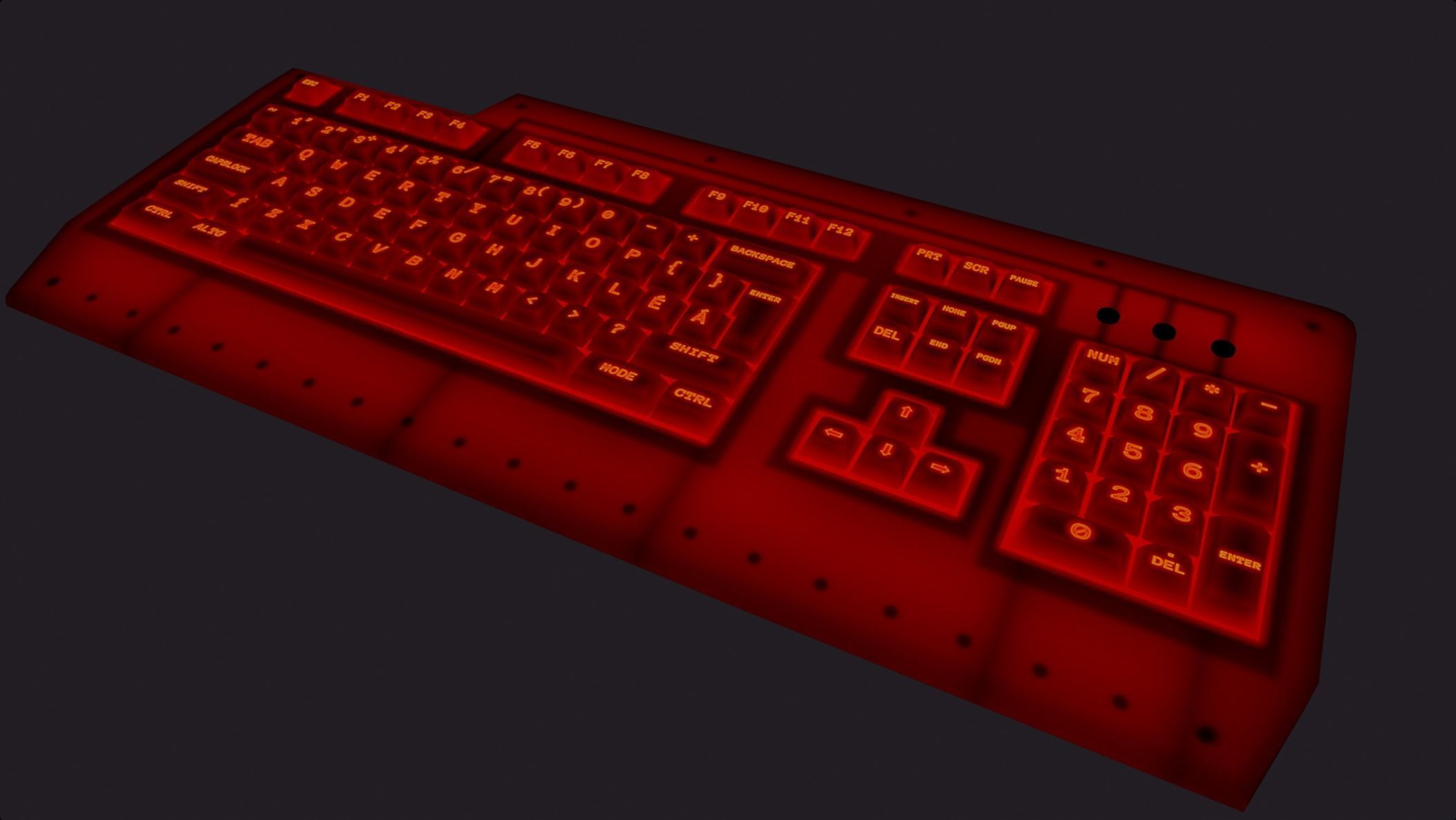 3D model Gaming keyboard gamer rgb lava red style emissive lowpoly VR ...