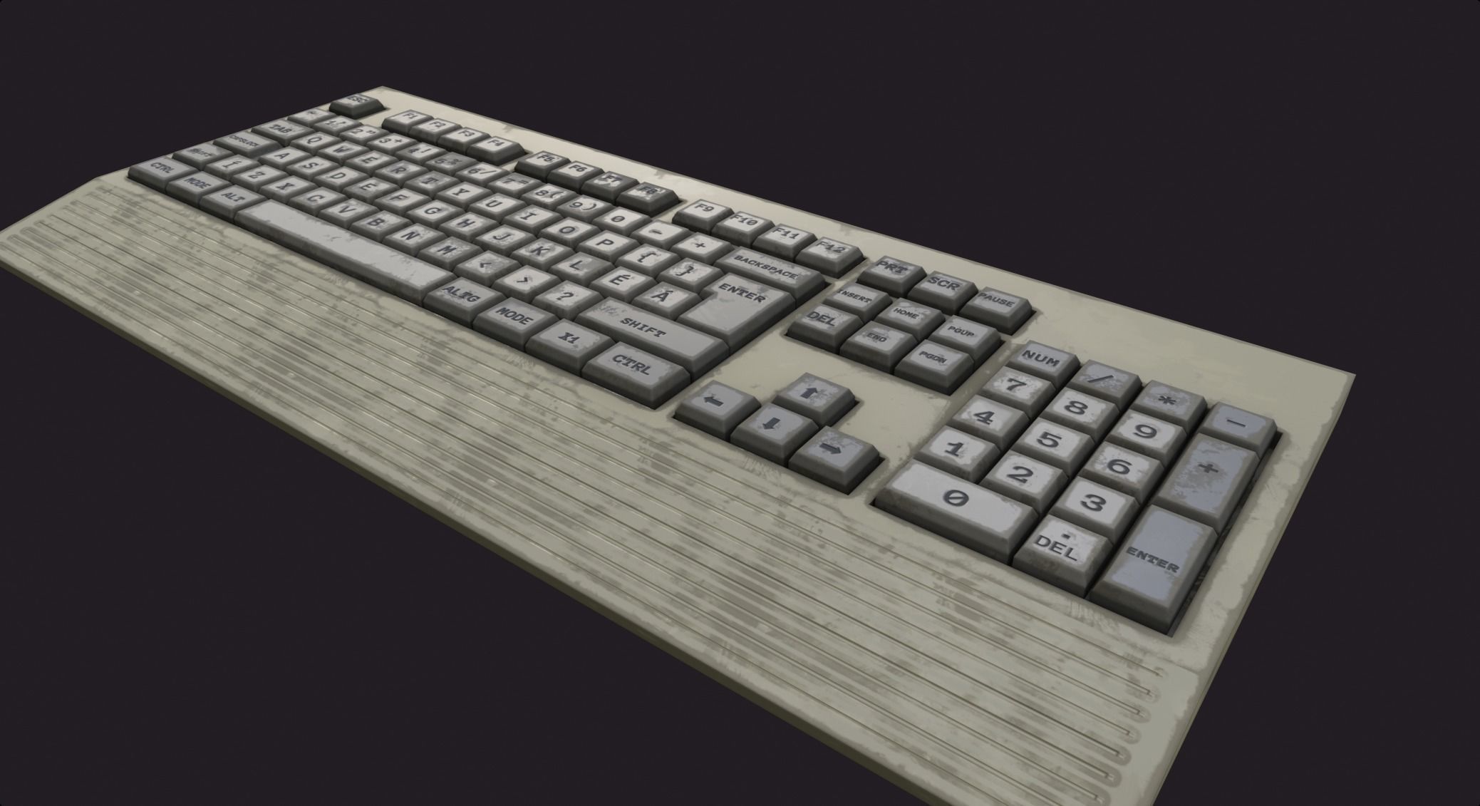 3D model Old retro keyboard game ready lowpoly dirty dirt pbr texture ...