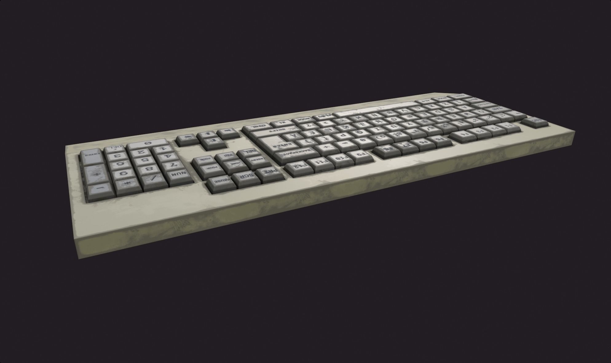 3D model Old retro keyboard game ready lowpoly dirty dirt pbr texture ...