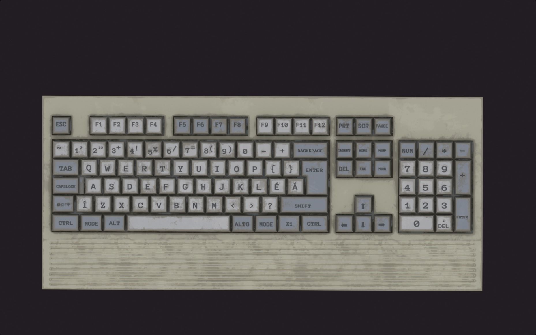 3D model Old retro keyboard game ready lowpoly dirty dirt pbr texture ...