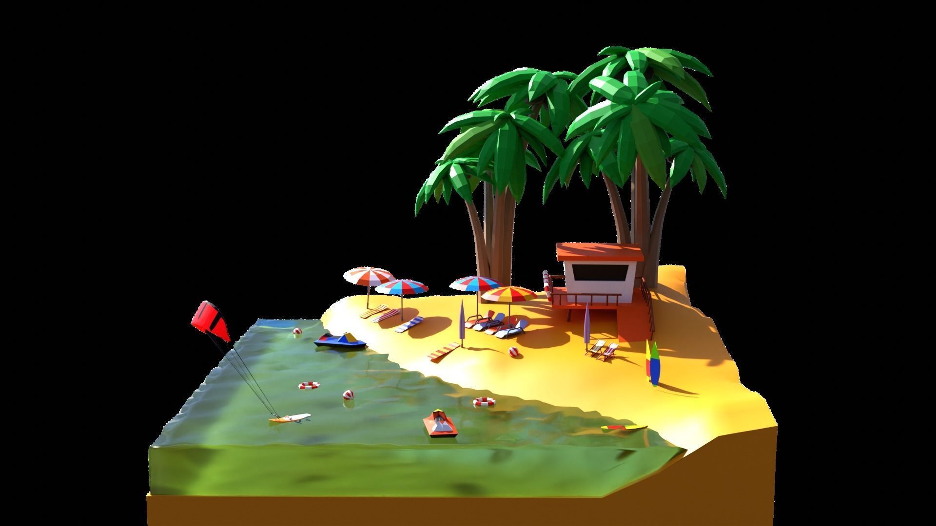 3D model Low poly beach HT3 VR / AR / low-poly | CGTrader