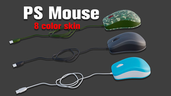 3D model PC Mouse with 8 colored skins VR / AR / low-poly | CGTrader