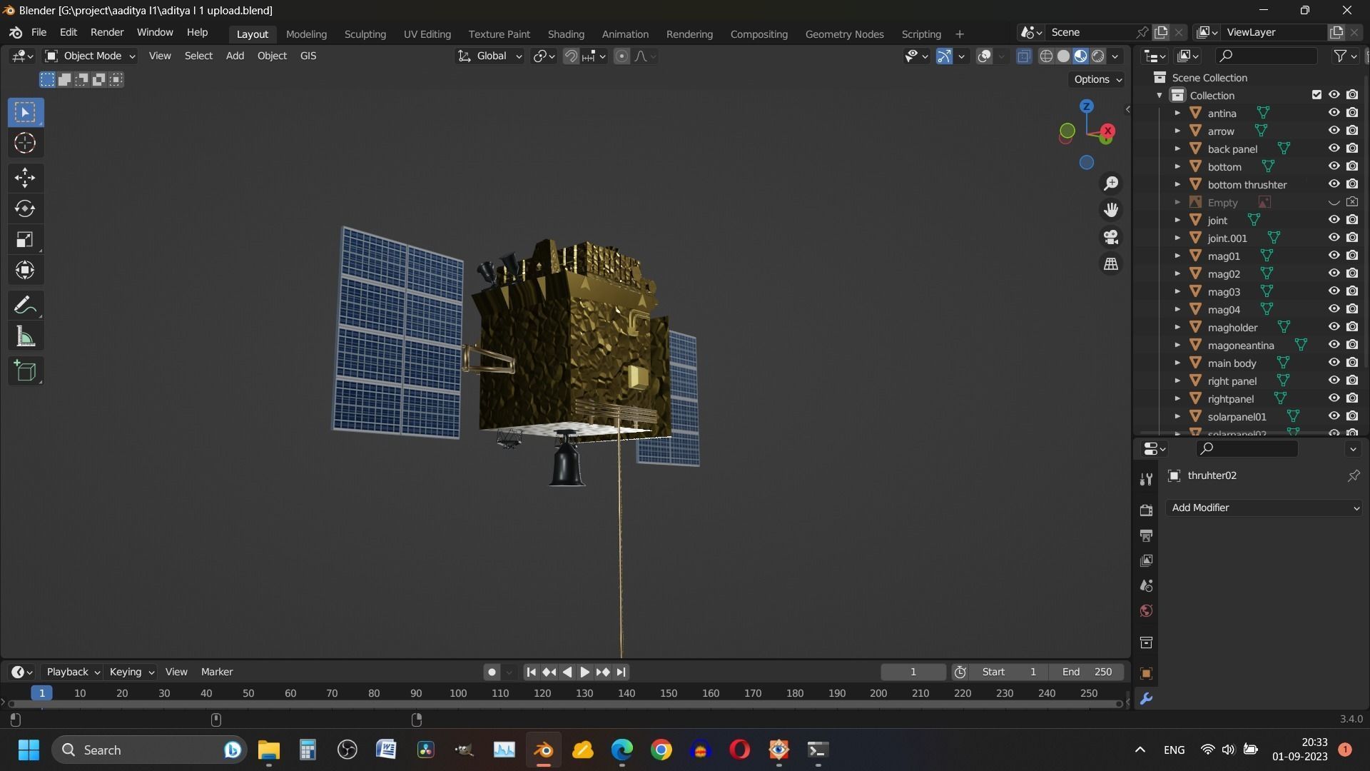 3D model ISRO Aditya L1 3d model India mission to sun VR / AR / low ...