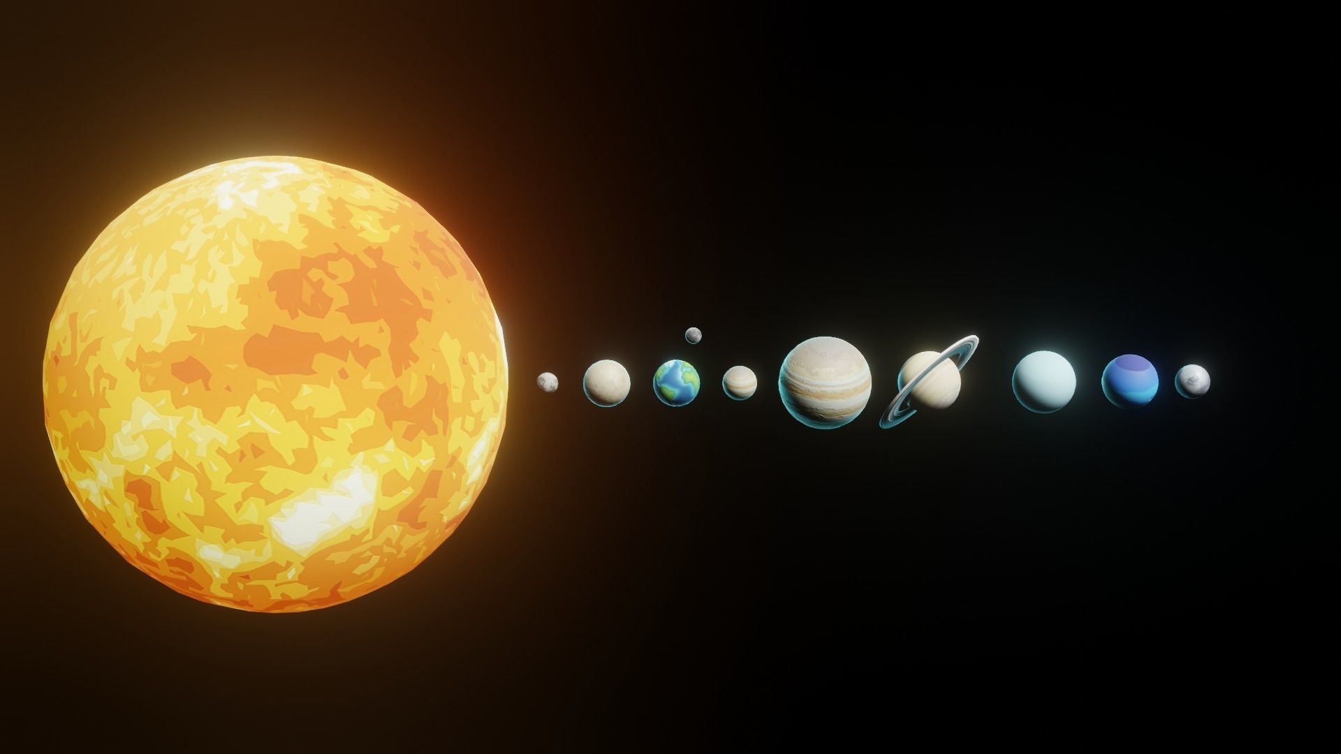 3D model Stylized Solar System 3D Model 4k Textures VR / AR / low-poly ...
