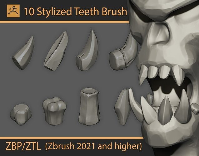 Stylized teeth for Zbrush free 3D model | CGTrader