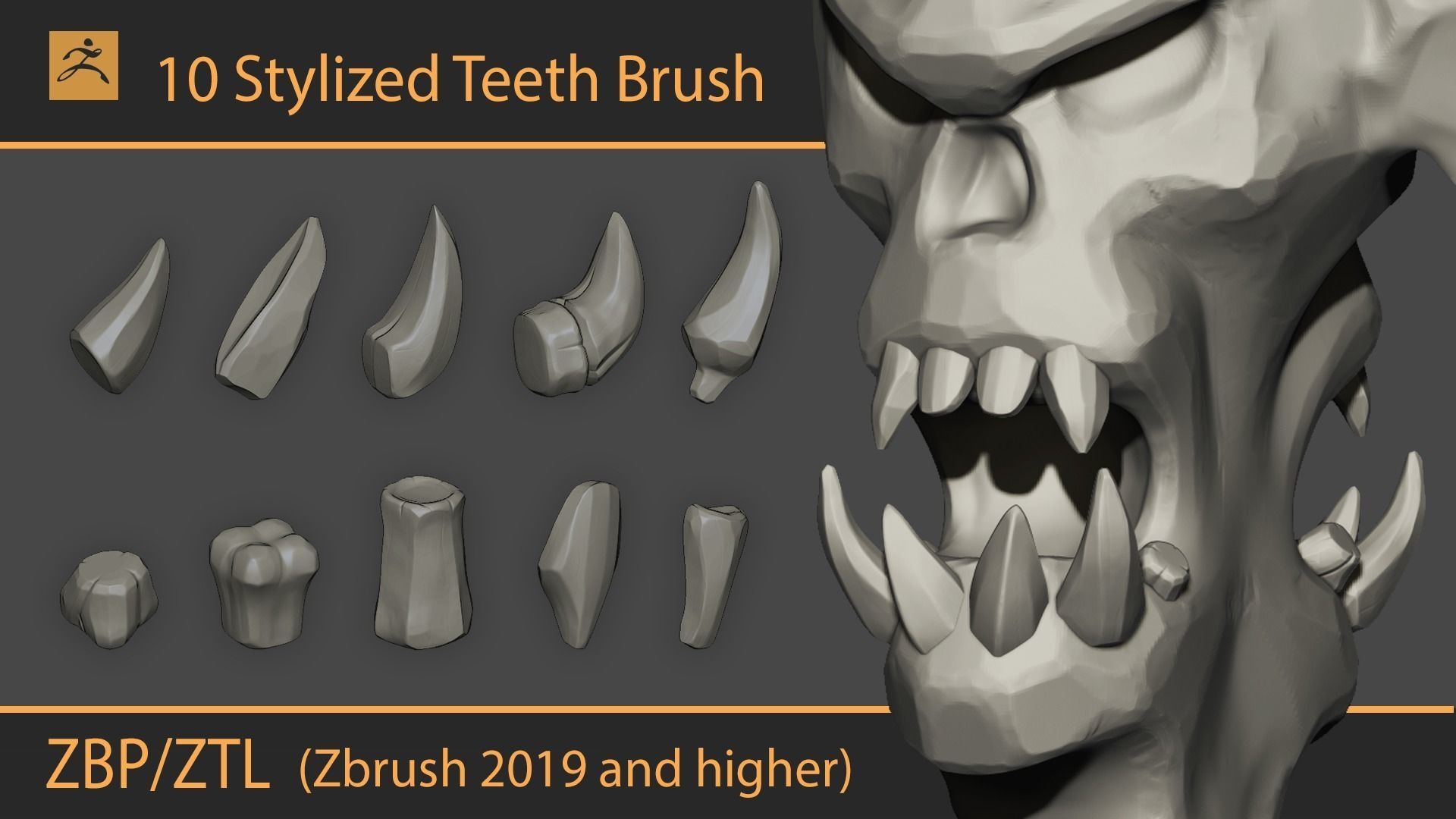 Stylized teeth for Zbrush free 3D model | CGTrader