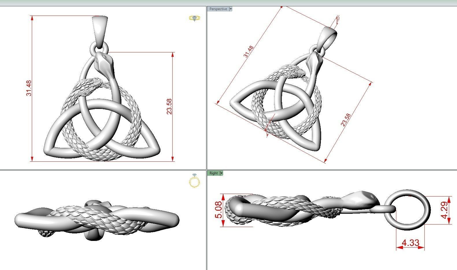 Trinity Knot Pendant Father and Son Celtic Knot 3D model 3D printable ...