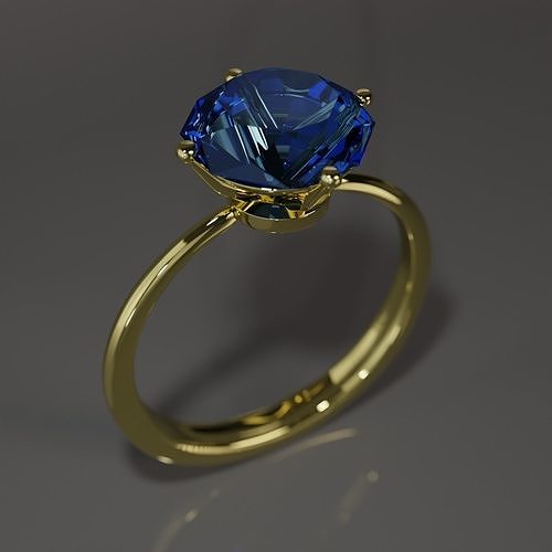 Ring with a diamond ready for 3d printing or other use free VR / AR ...