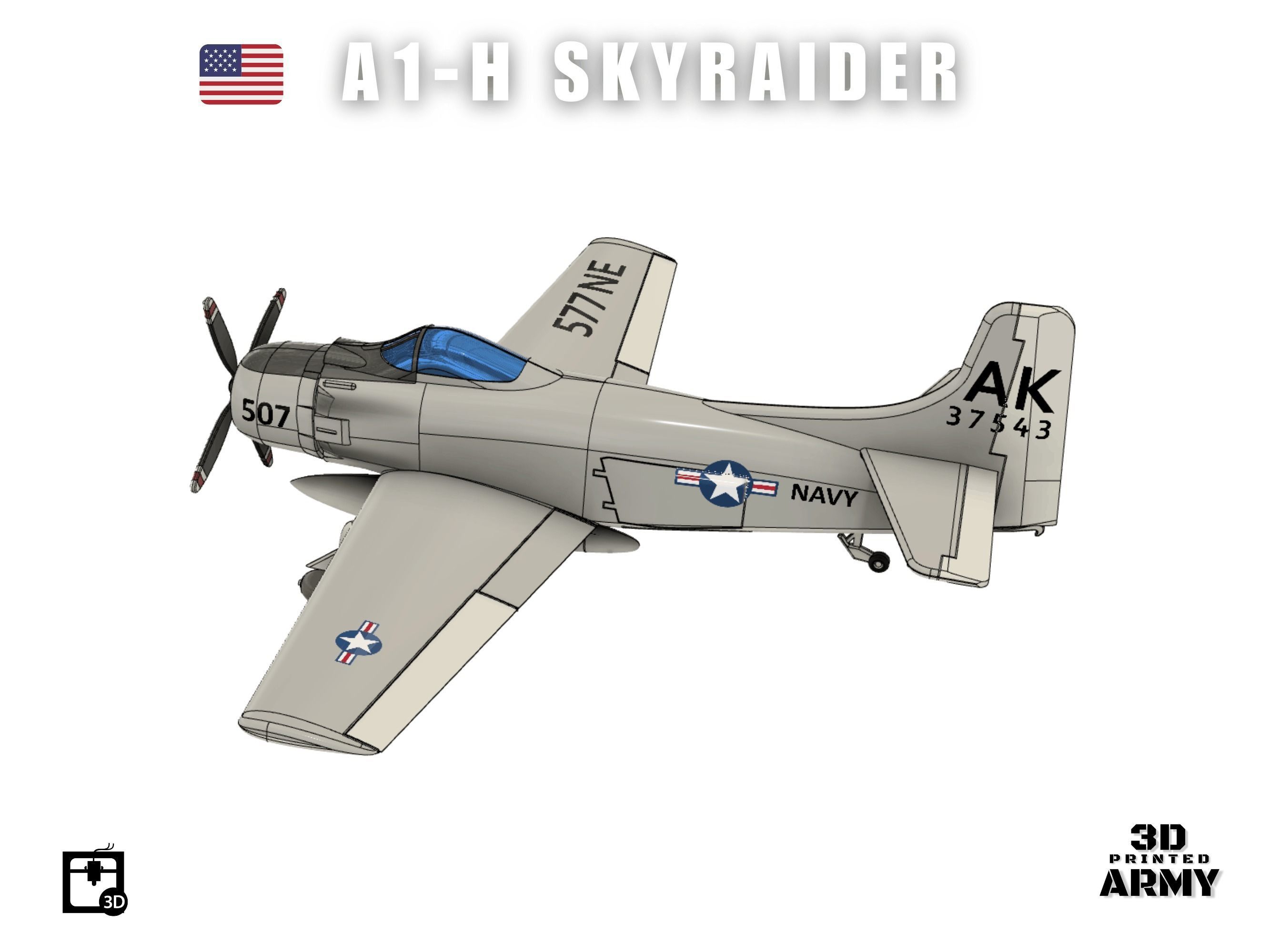 A1-H Skyraider - scale model - STL files - 3D print 3D model 3D ...