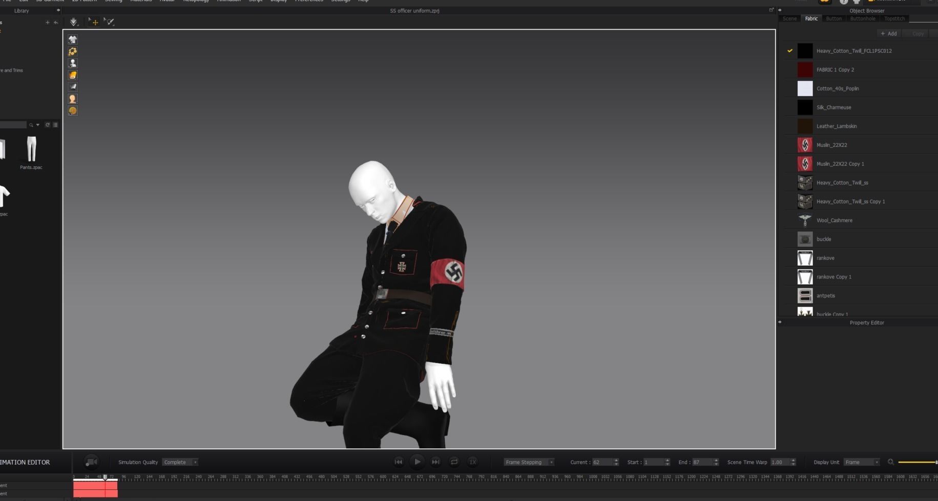 SS officers uniform pack made with marvelous designer 3D model animated ...