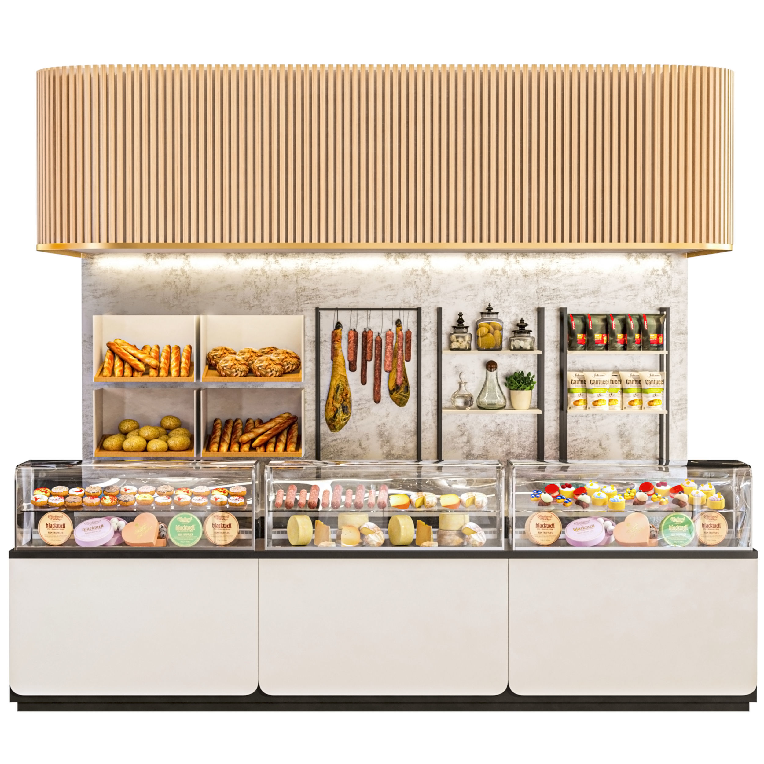 Shop with a showcase with desserts and meat products 3D model | CGTrader