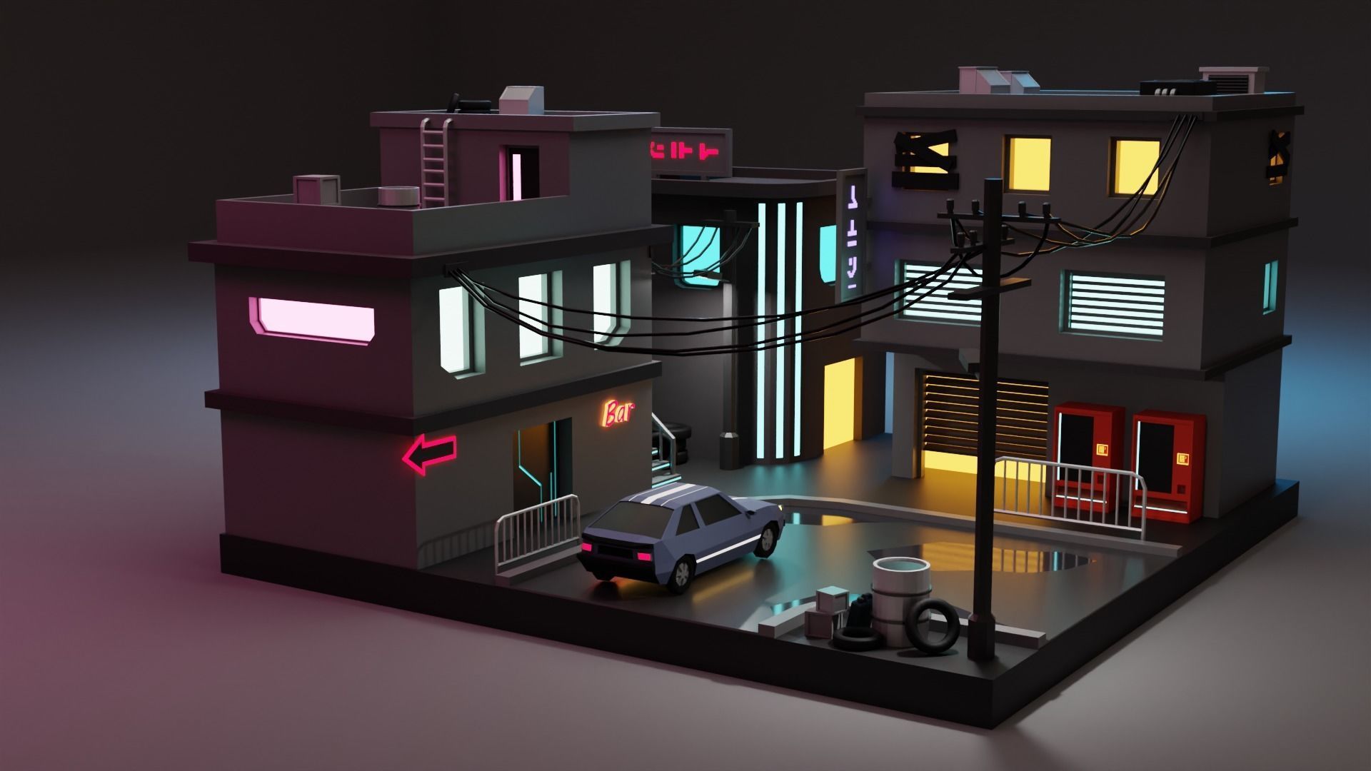 3D model Cyberpunk Buildings VR / AR / low-poly | CGTrader
