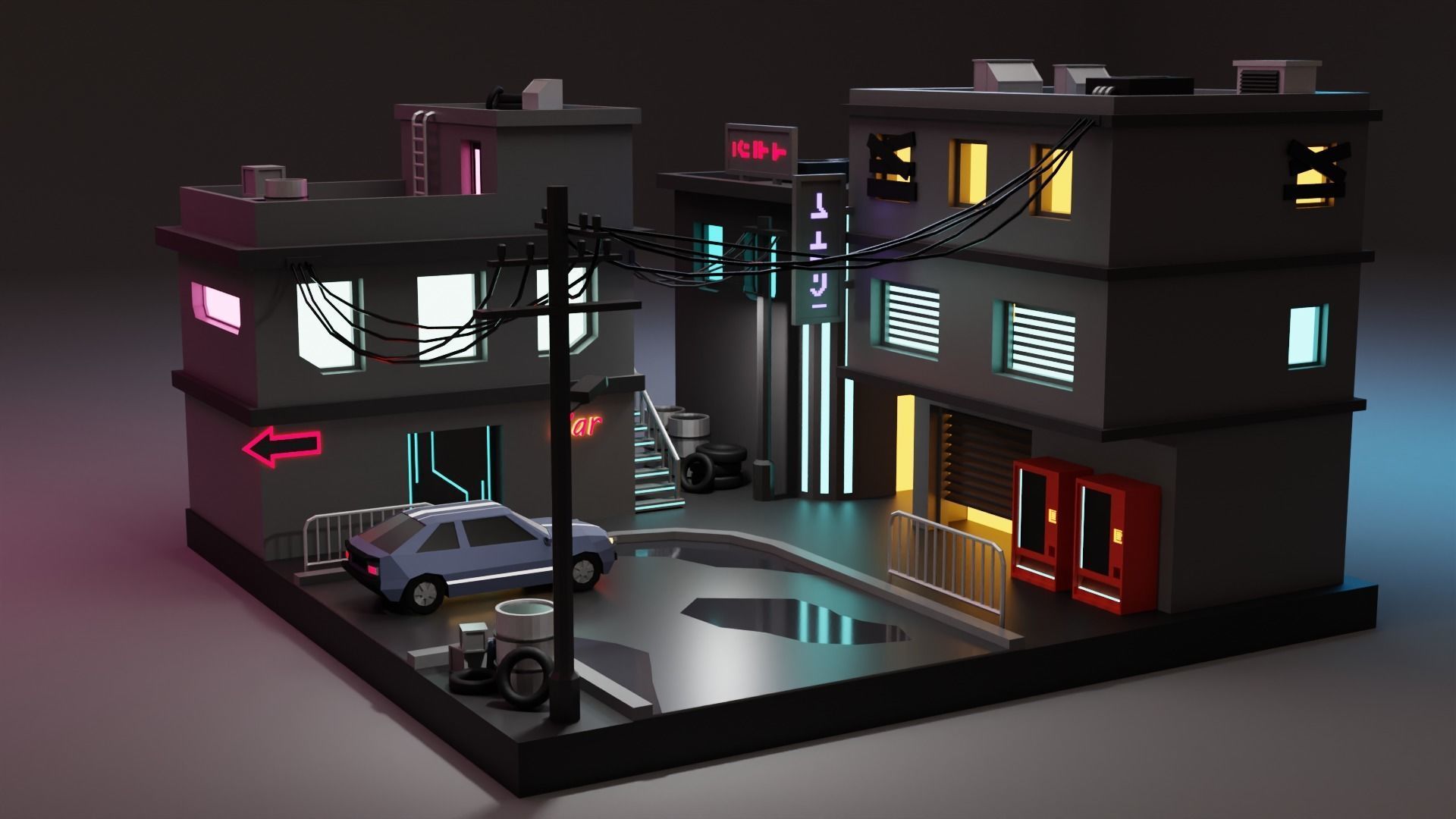 3D model Cyberpunk Buildings VR / AR / low-poly | CGTrader