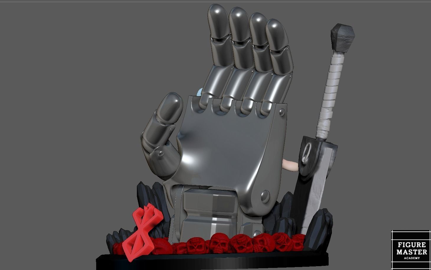 GUTS HAND WITH PUCK BERSERK PS4 PS5 CONTROLLER HOLDER FANTASY 3D model ...