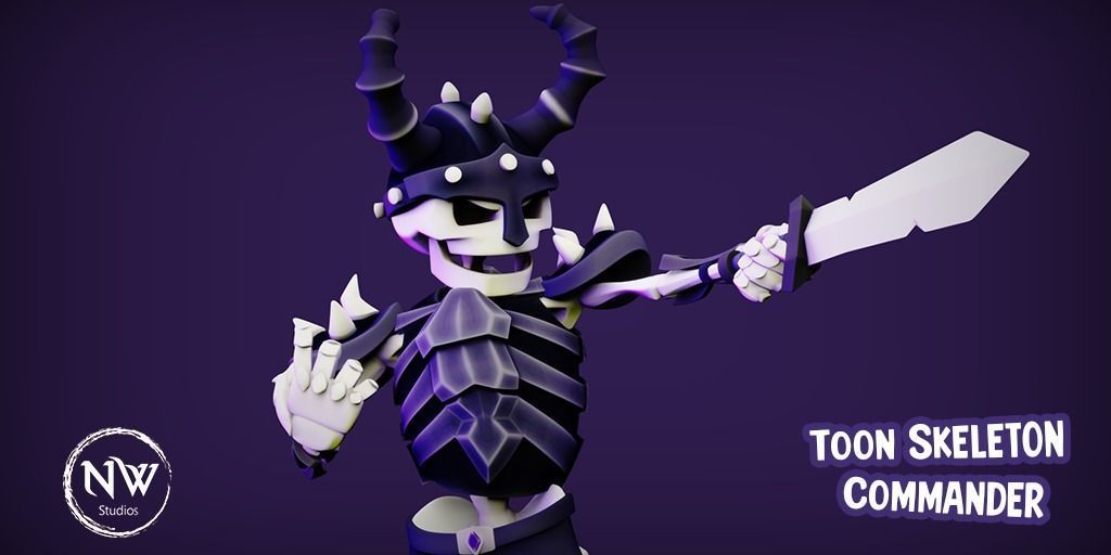 3D model Cartoon Skeleton Commander - Mobile Game Ready VR / AR / low ...