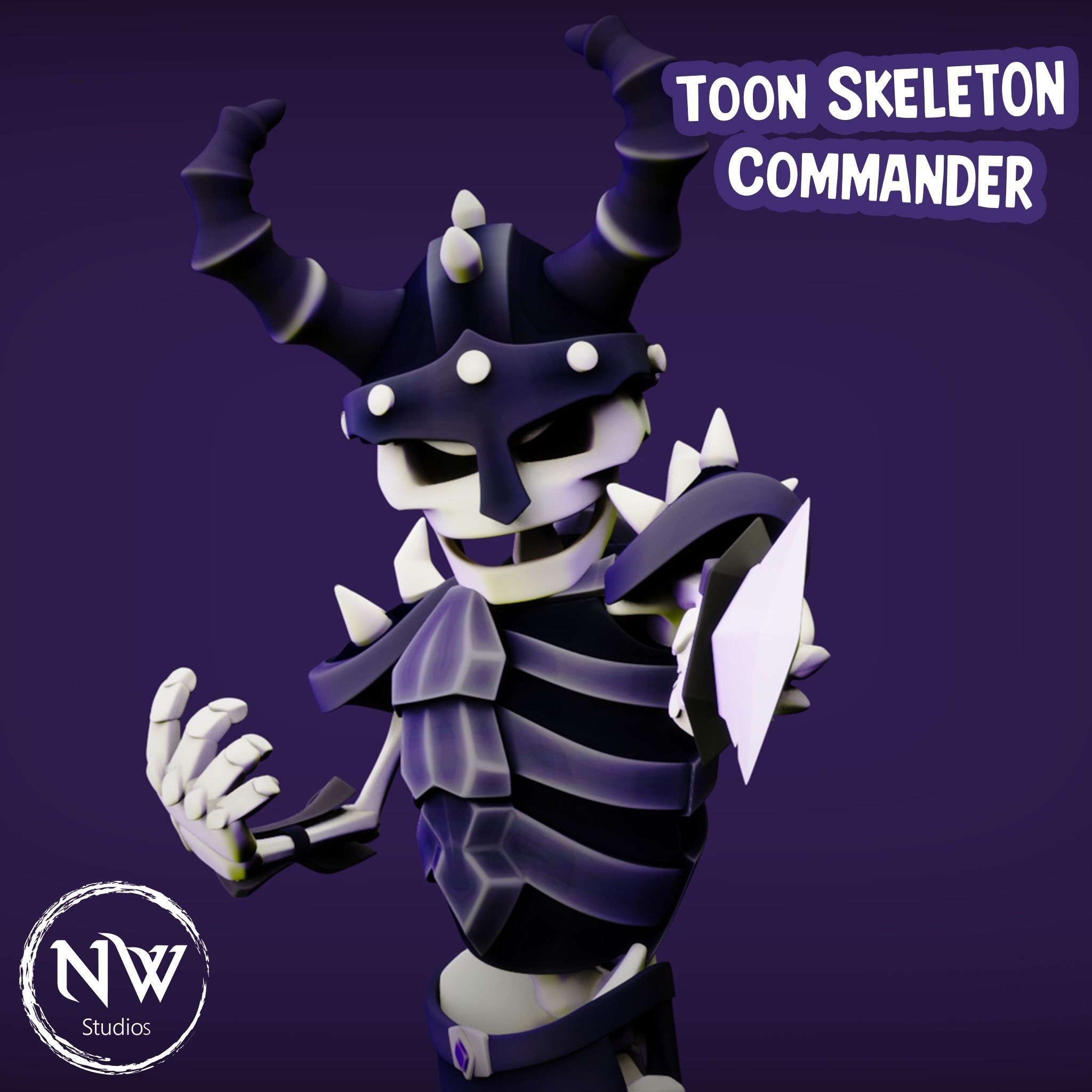 3D model Cartoon Skeleton Commander - Mobile Game Ready VR / AR / low-poly | CGTrader