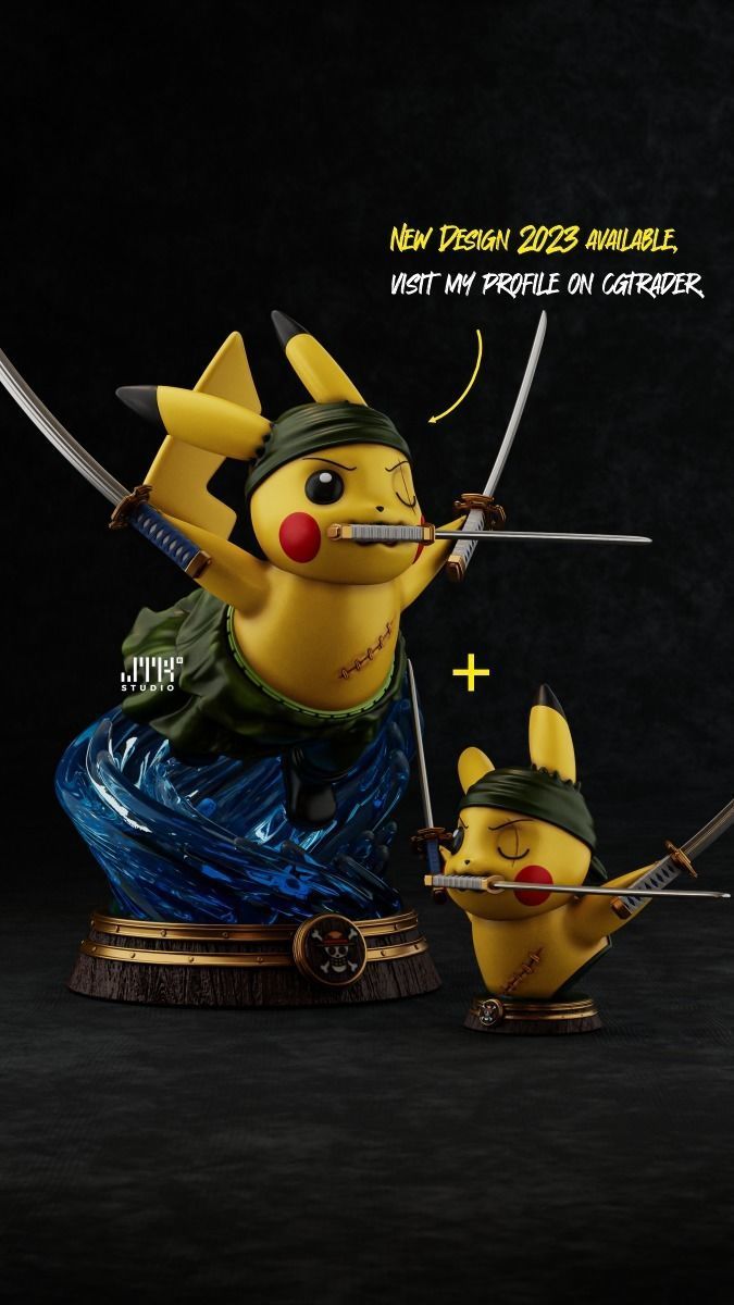 PIKACHU ZORO POKEMON ONE PIECE - BUST 3D model 3D printable | CGTrader