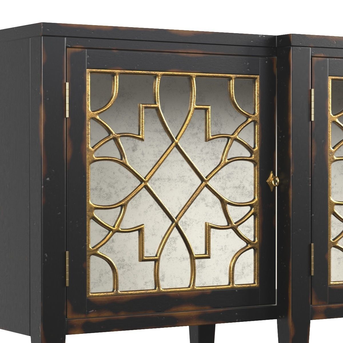 Sanctuary 4-Door Mirrored Console Ebony 3D model | CGTrader