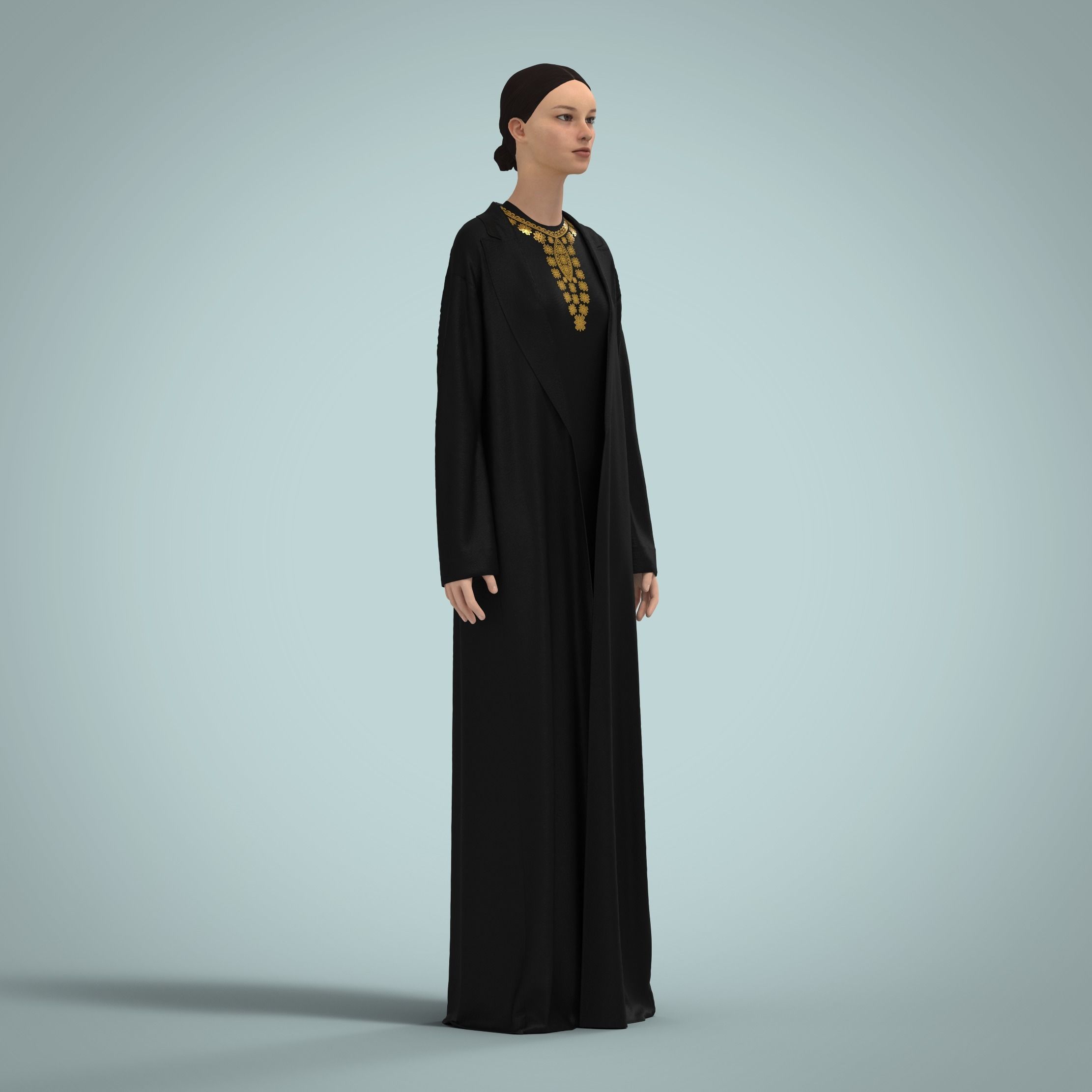 Abaya traditional arabian clothing CLO3D Marvelous Designer 3D model ...