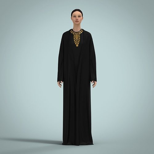 Abaya traditional arabian clothing CLO3D Marvelous Designer 3D model ...