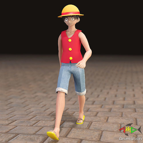 Monkey D Luffy 3D model animated rigged | CGTrader