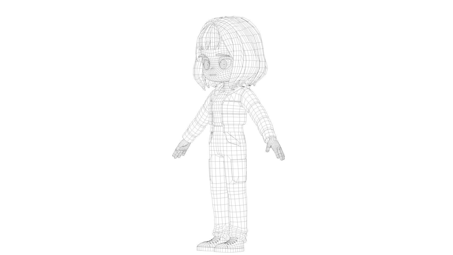 cartoon girl girl beauty little girl child student ip c4d 3D model ...