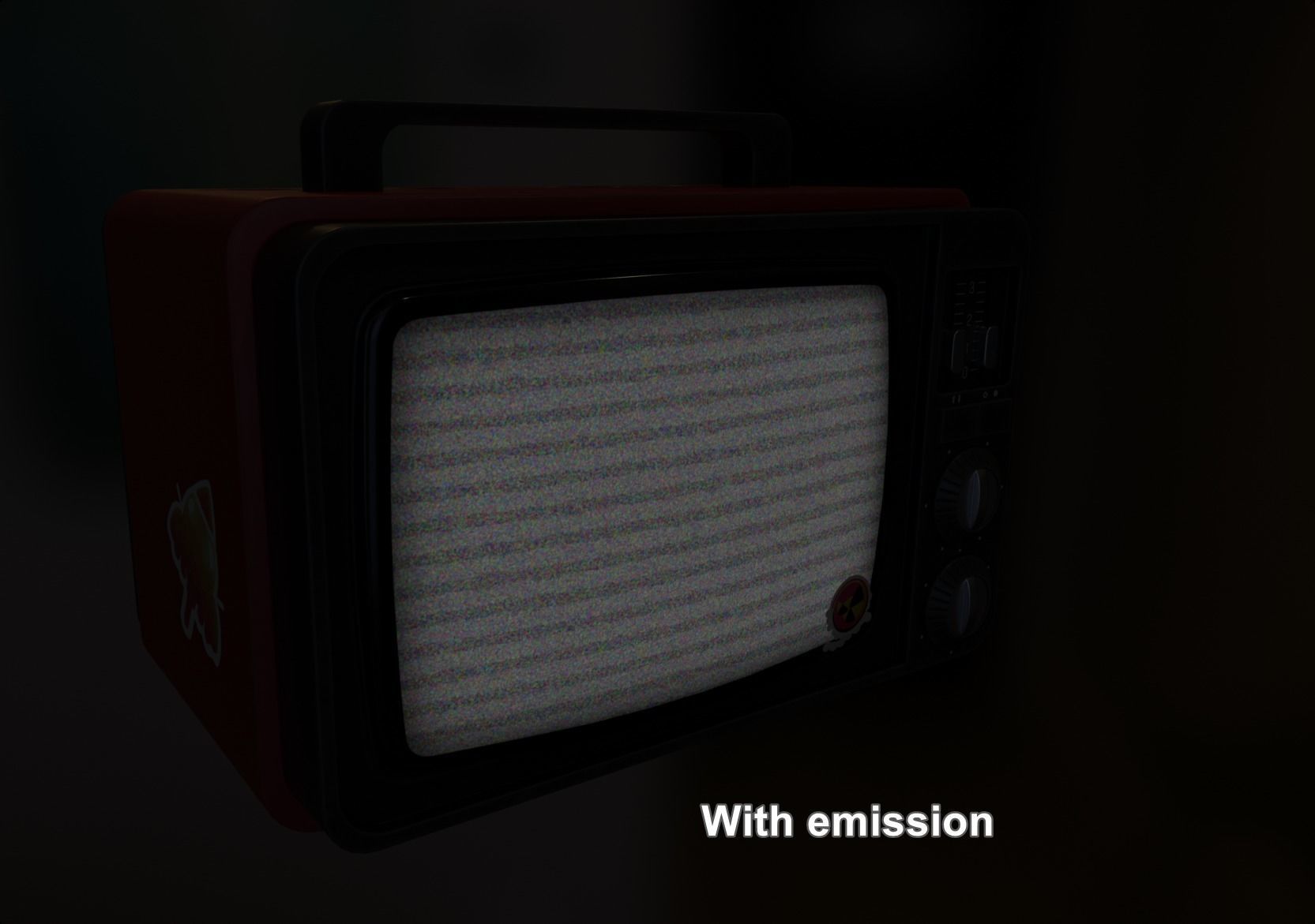 3D model red television retro vintage tv with sticker lowpoly 3d model ...