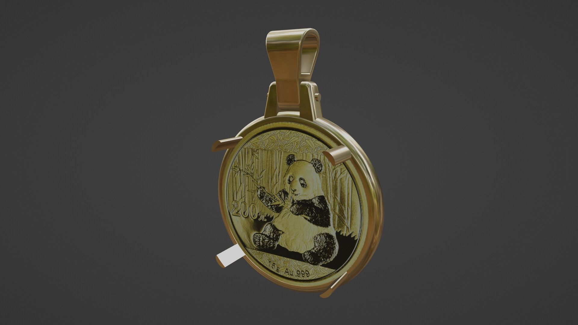 15 gram gold Chinese panda dollar frame mount 3D model 3D printable ...