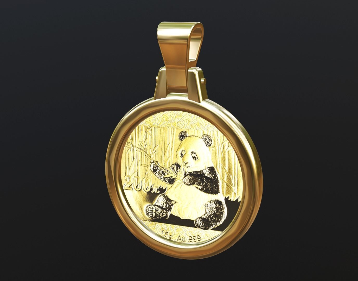 15 gram gold Chinese panda dollar frame mount 3D model 3D printable ...