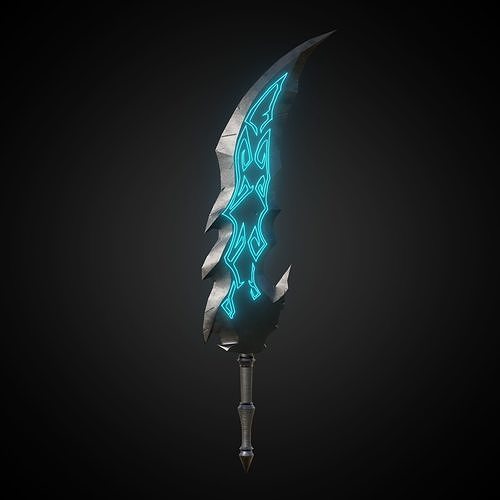 3D model Wounded Sword Emissive Cyan VR / AR / low-poly | CGTrader