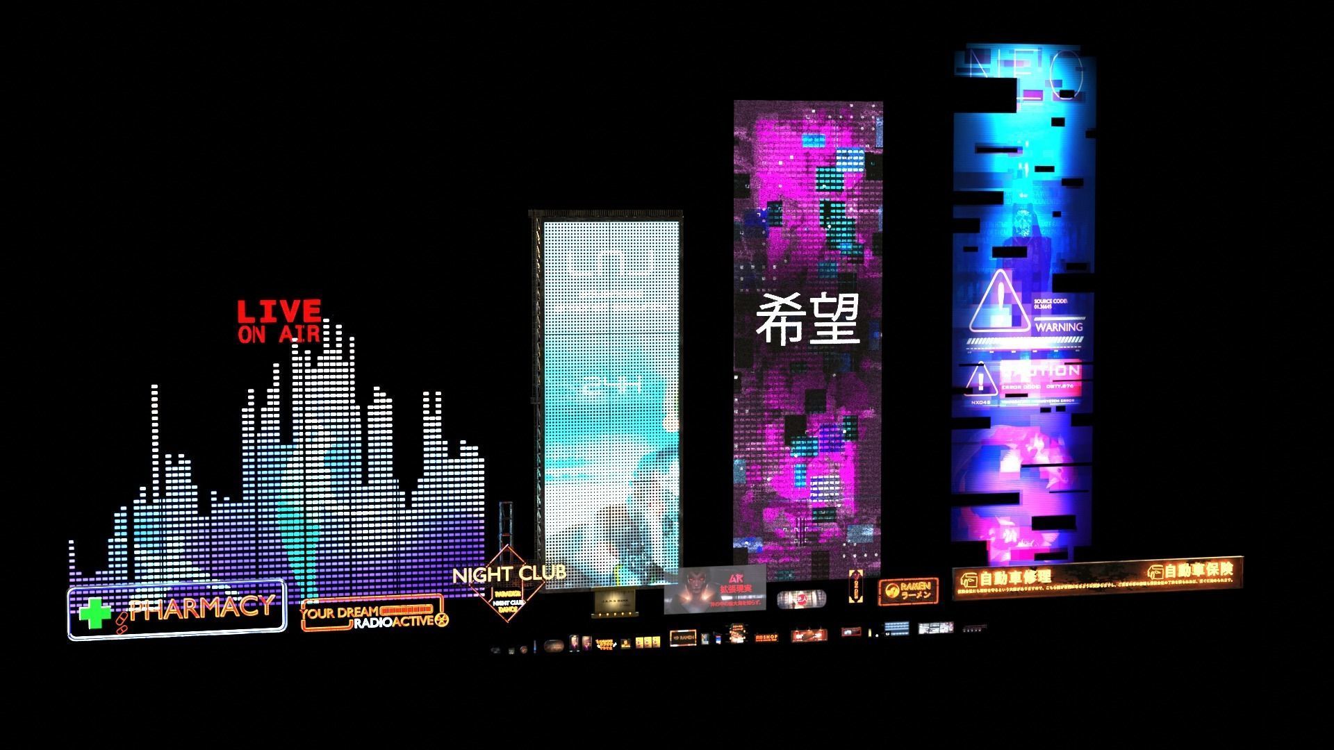 Neon SciFi Cyberpunk Signs 3D model | CGTrader