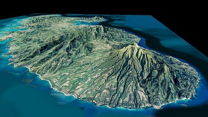 Martinique island full 3d model terrain 3D model | CGTrader