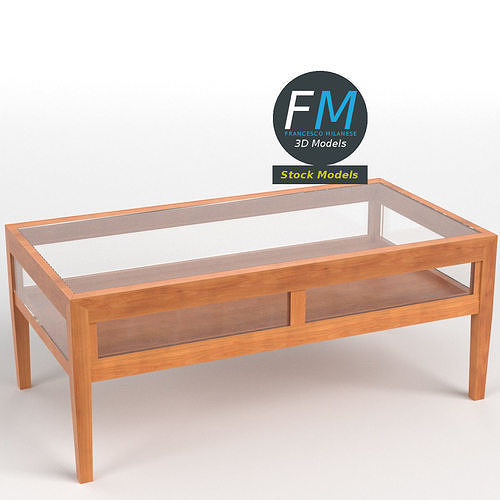 Wooden display table with glass panels 3D model | CGTrader
