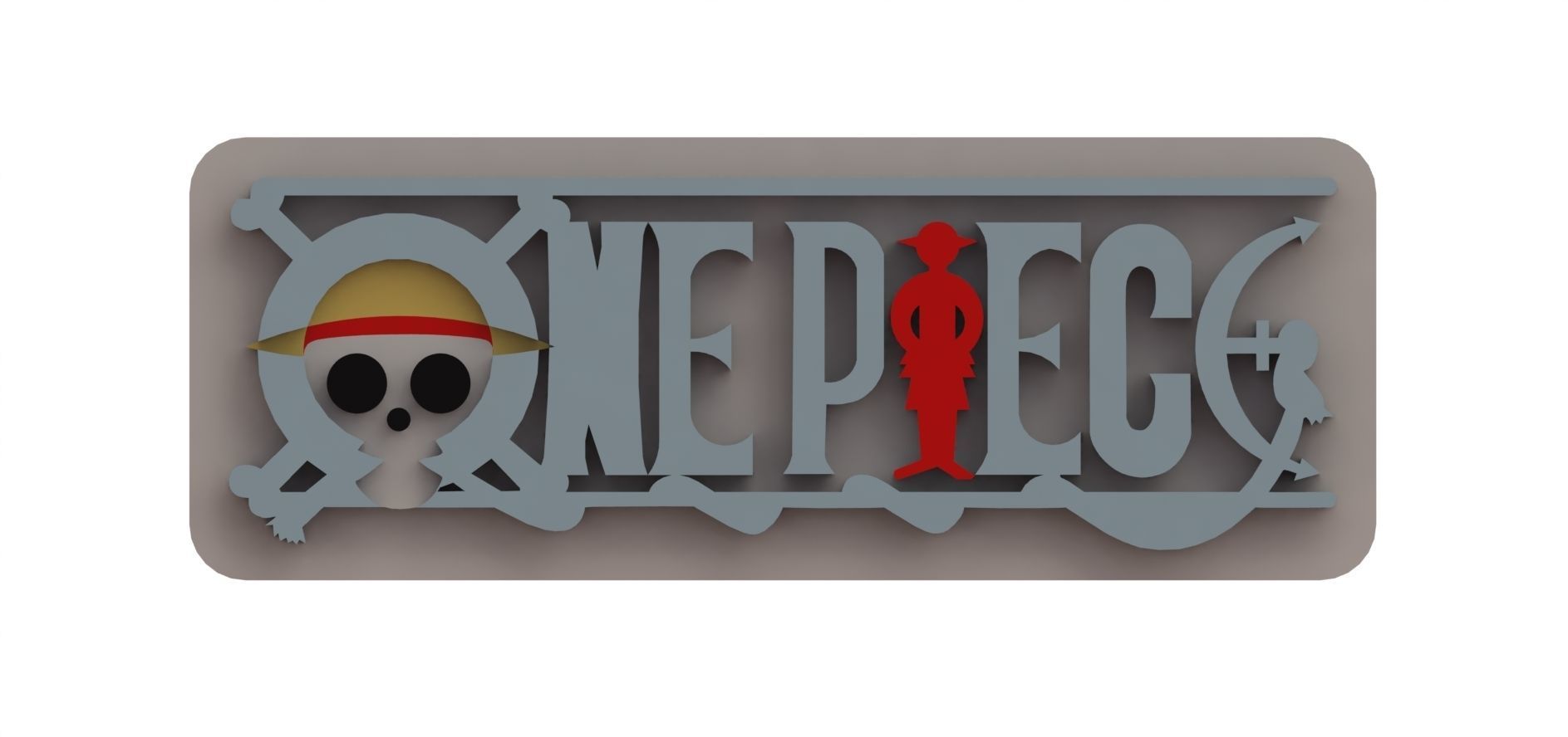 One Piece Luffy Letter Pirate 3D Logo 3D model 3D printable | CGTrader