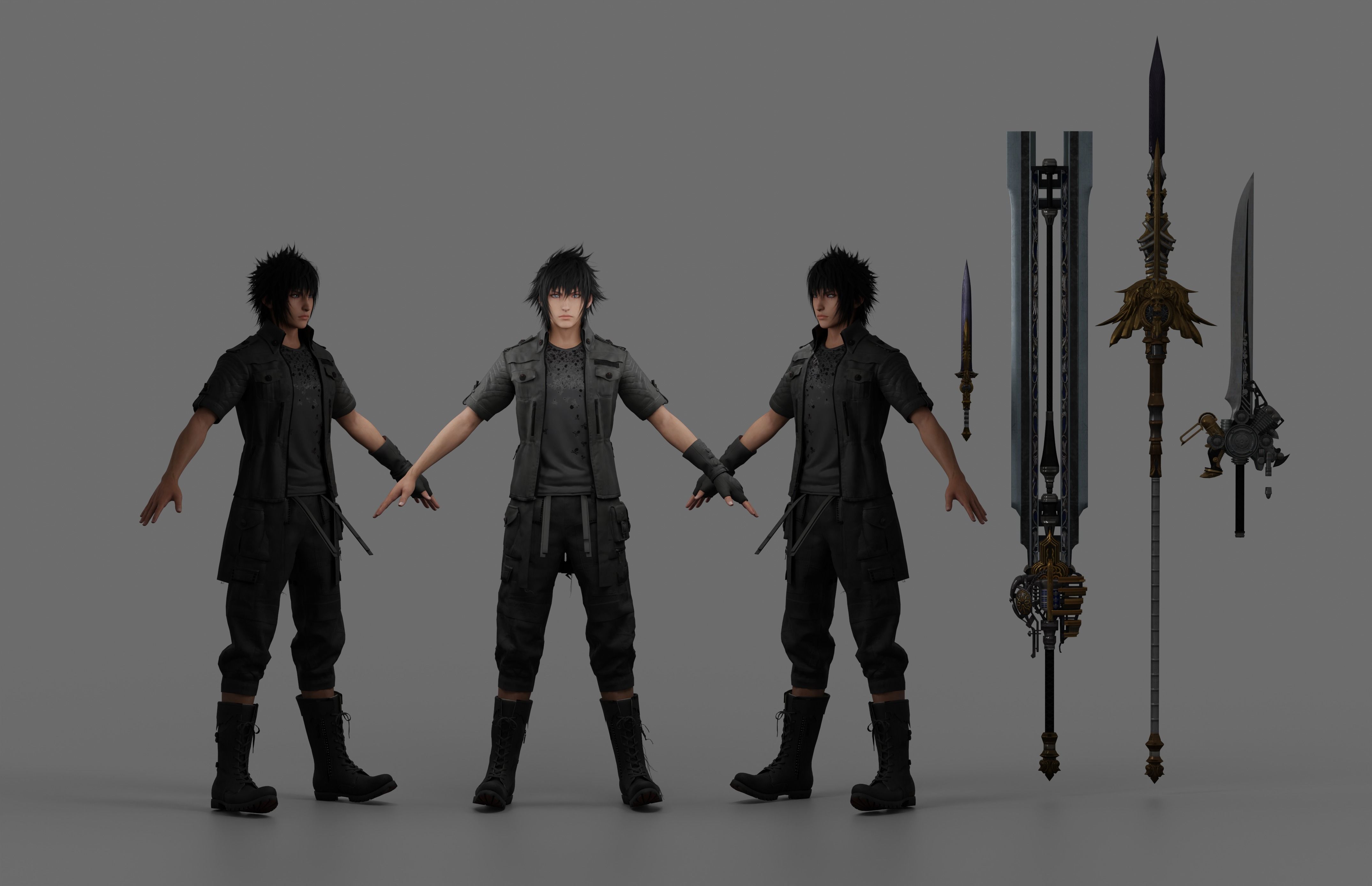 Noctis Lucis Caelum Final Fantasy 3D model Fully Rigged 3D model rigged ...