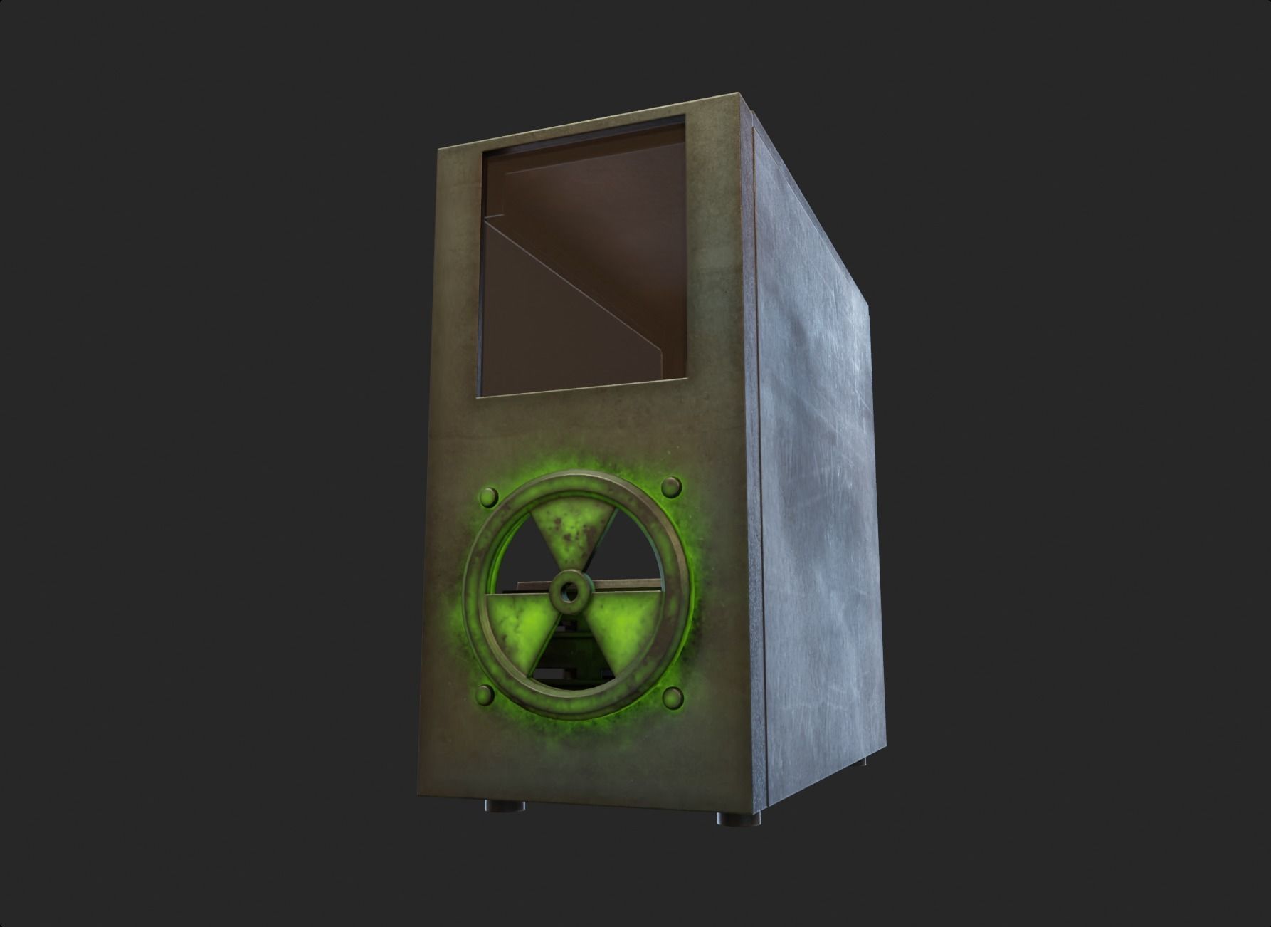 3D model Custom pc case metal nuclear rust computer mod green VR / AR ...