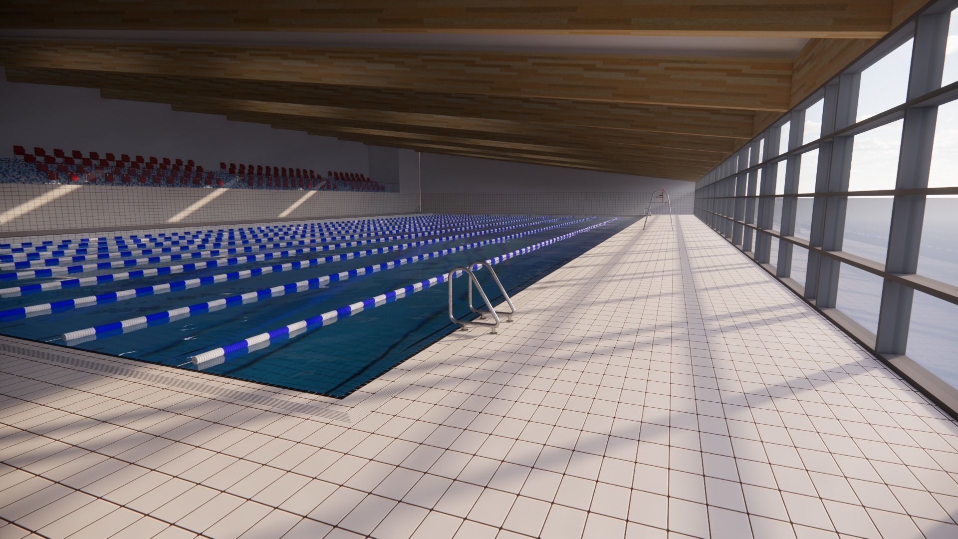 Swimming pool 50 meters 3D model | CGTrader