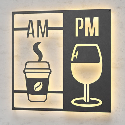3D model AM PM coffee sign VR / AR / low-poly | CGTrader