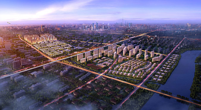 3Dmax fashion city commercial square building 153 3D model | CGTrader