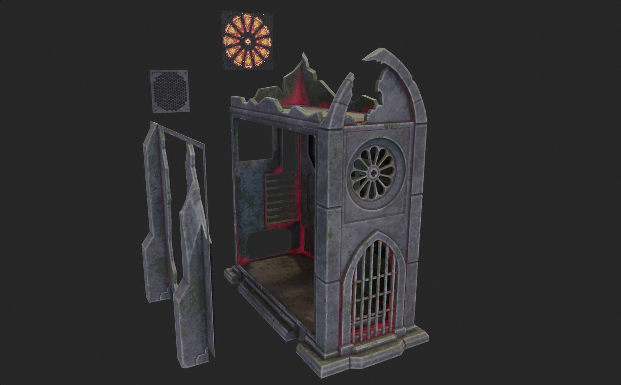 3D model custom pc case fantasy cathedral computer mod gaming gamer rgb ...